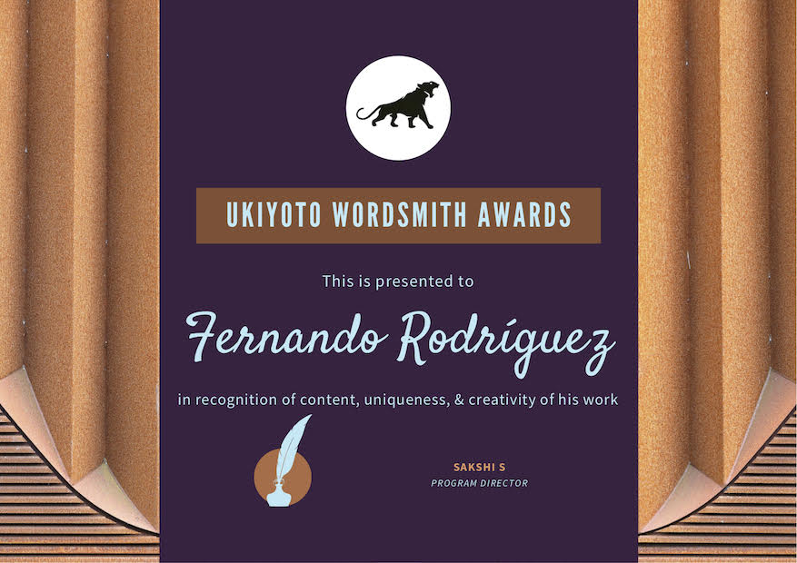 Fernando Rodr guez De Mondesert Ganador De Los Ukiyoto Wordsmith Awards Fernando Rodr guez De Mondesert Ganador De Los Ukiyoto Wordsmith Awards
